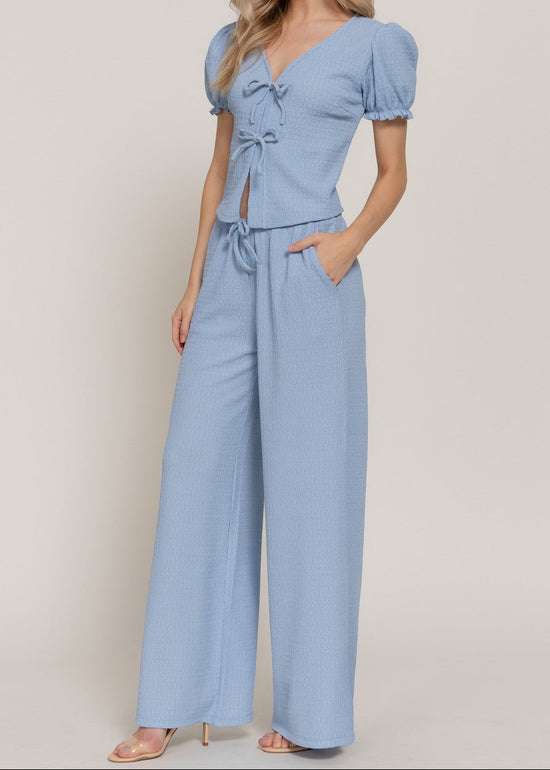 KAILUA SKY BLUE TEXTURED KNIT SET