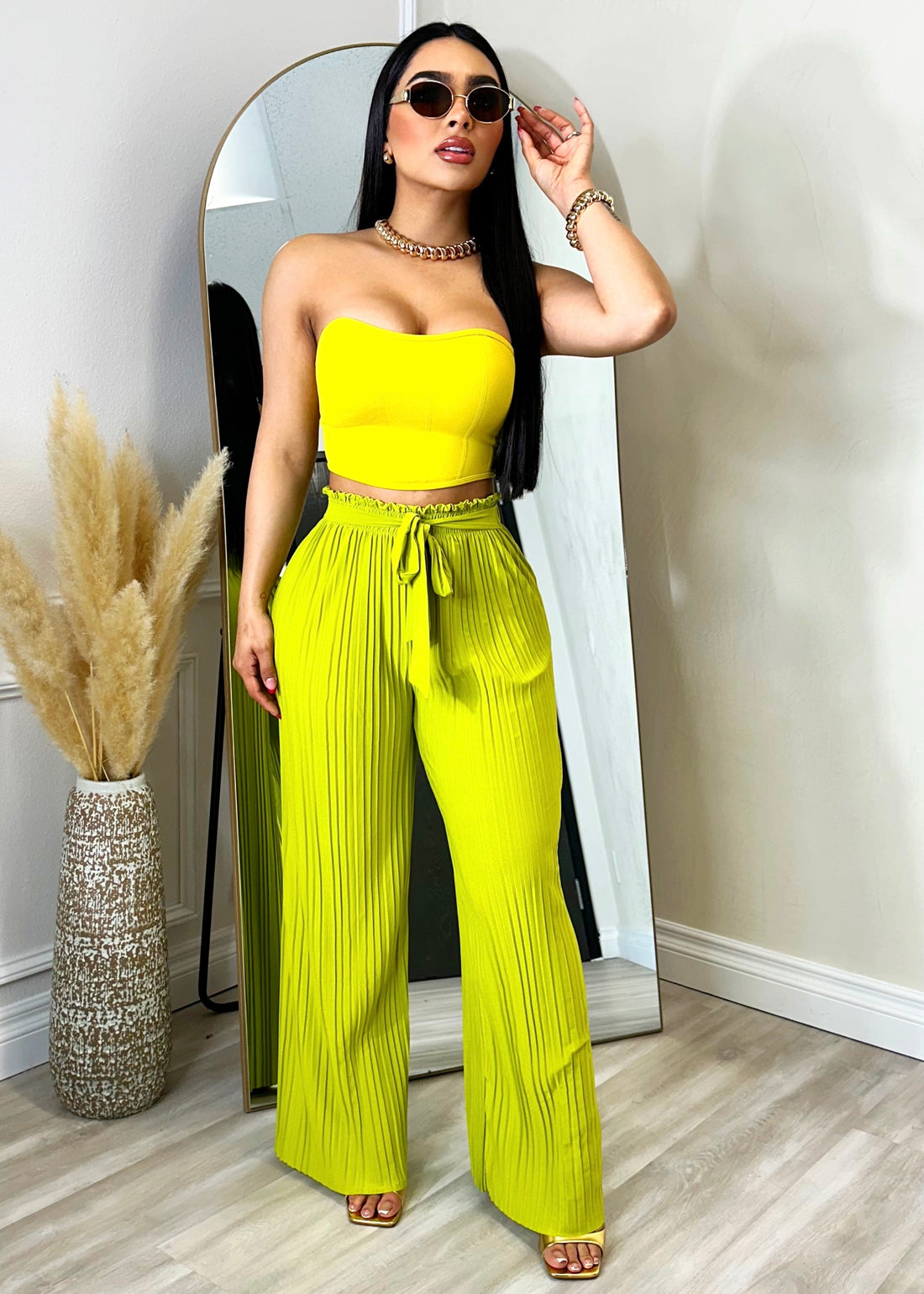 Double Take Two Piece Set Lime